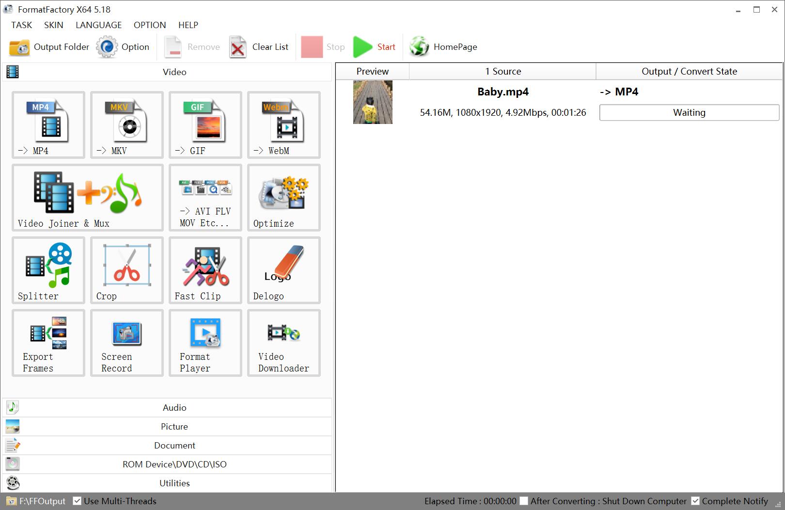 Format Factory Free Media File Format Processing Tools